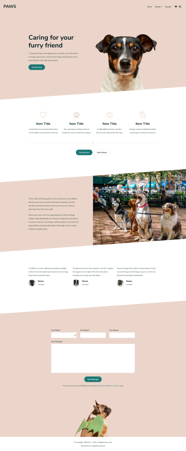 Website Templates for pet care services, eco-businesses & nature lovers.