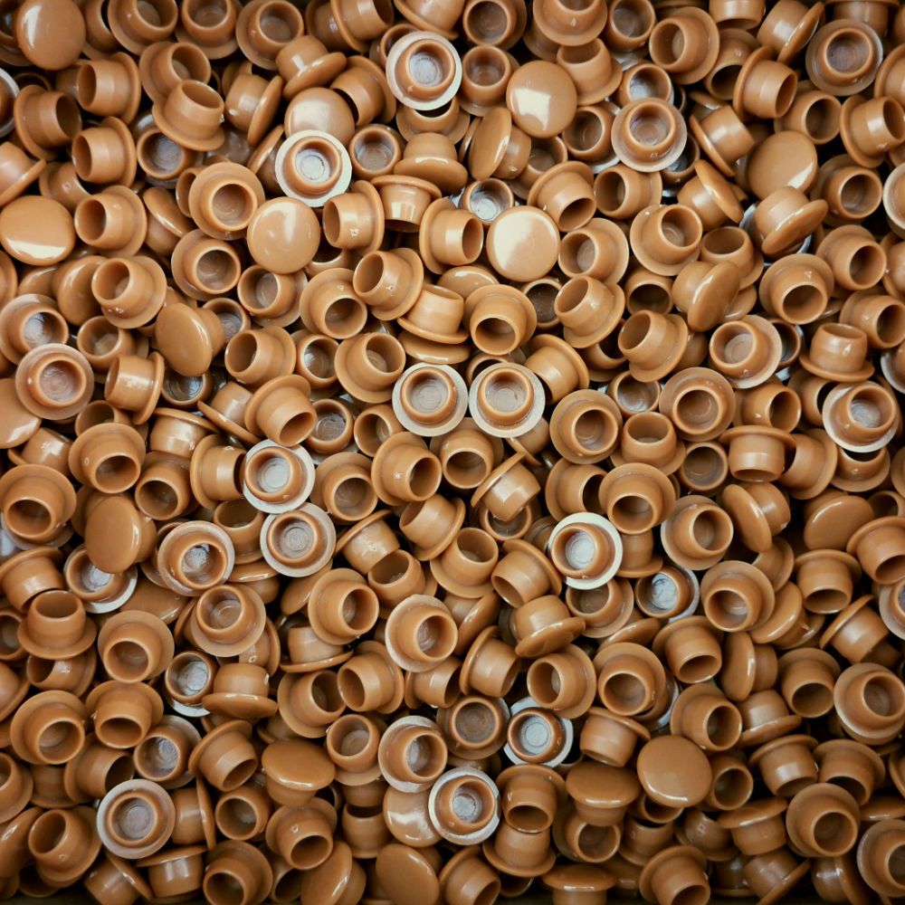 Slim Light Brown Plastic 10mm Cover Cap - Pack of 50