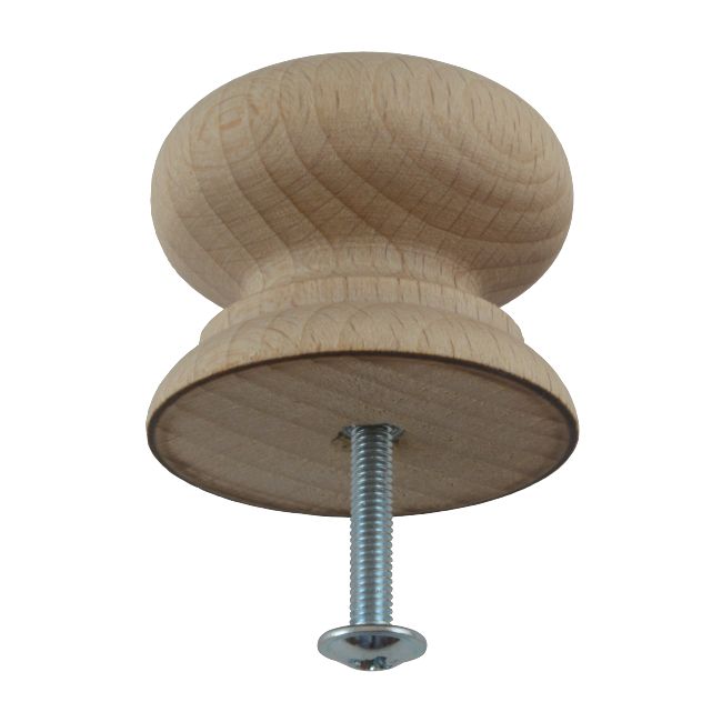 Large Victorian Style Hardwood Beech Door Drawer Knobs 55mm 2¼" Diameter