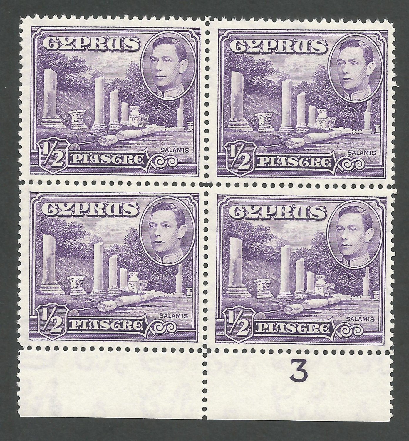 Cyprus Stamps SG 152a 1938 1/2 Piastre (violet)