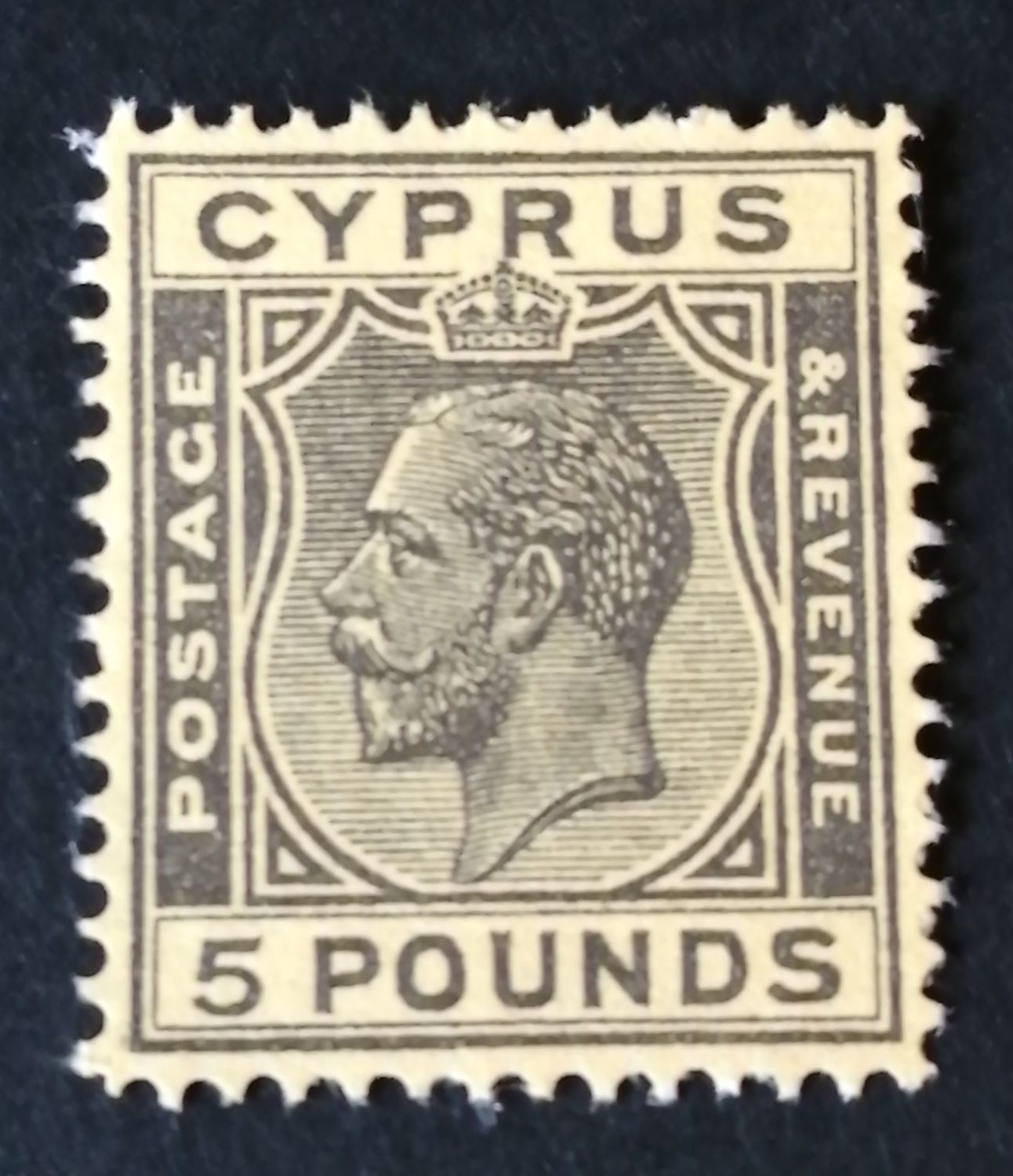 Cyprus Stamps SG 117a 1928 £5 KGV Black on Yellow Used