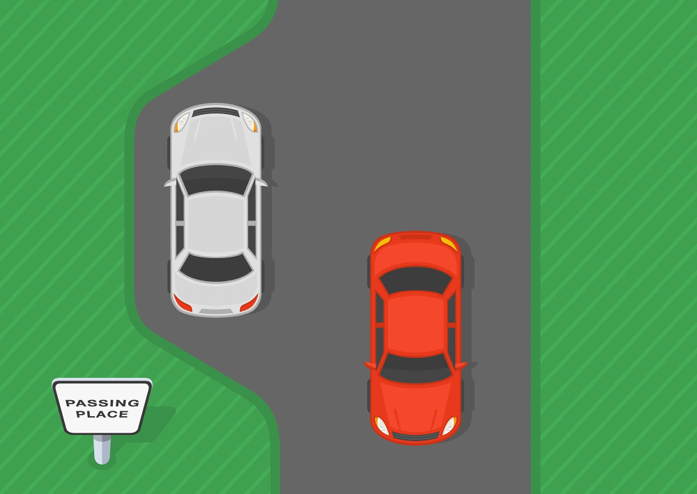 what is a passing place on a single track road - driving theory test