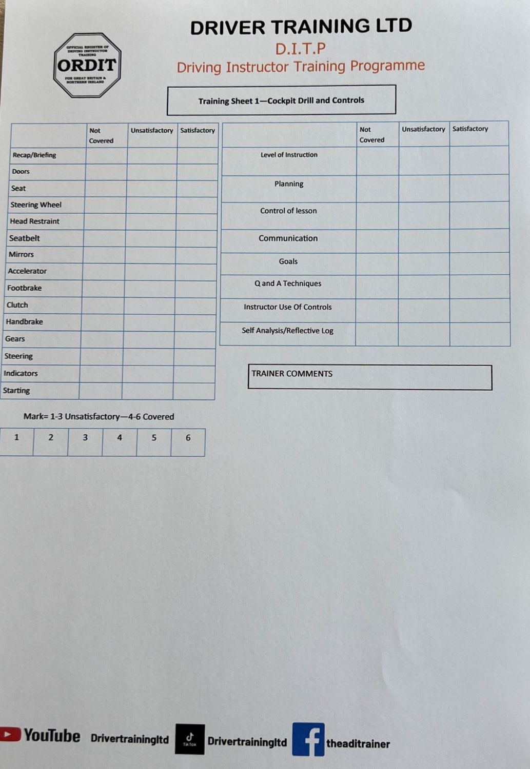 ADI Part 3 Lesson Sheets