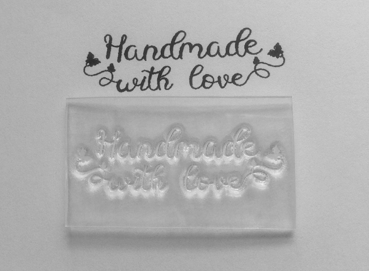Personalised Handmade by stamp, with flower frame