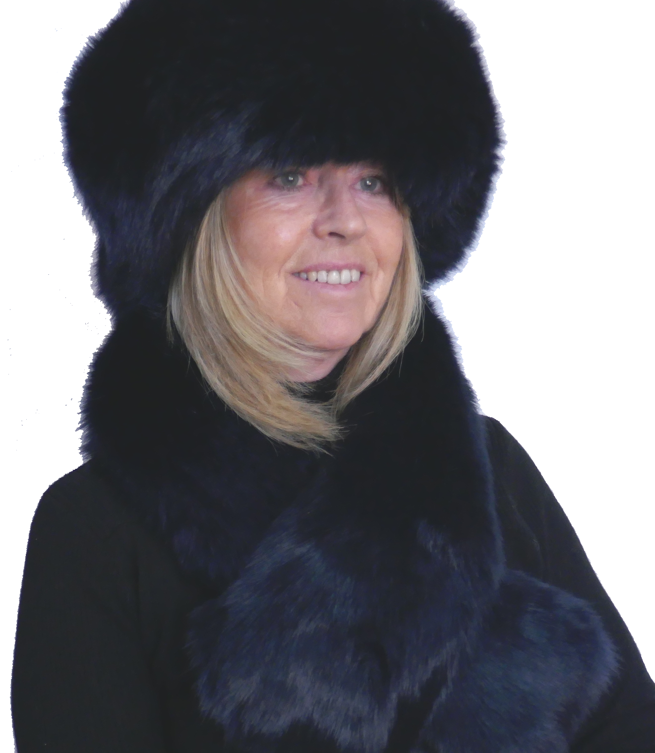 Moscow Large Faux Fur Cossack style hat with matching scarf Navy
