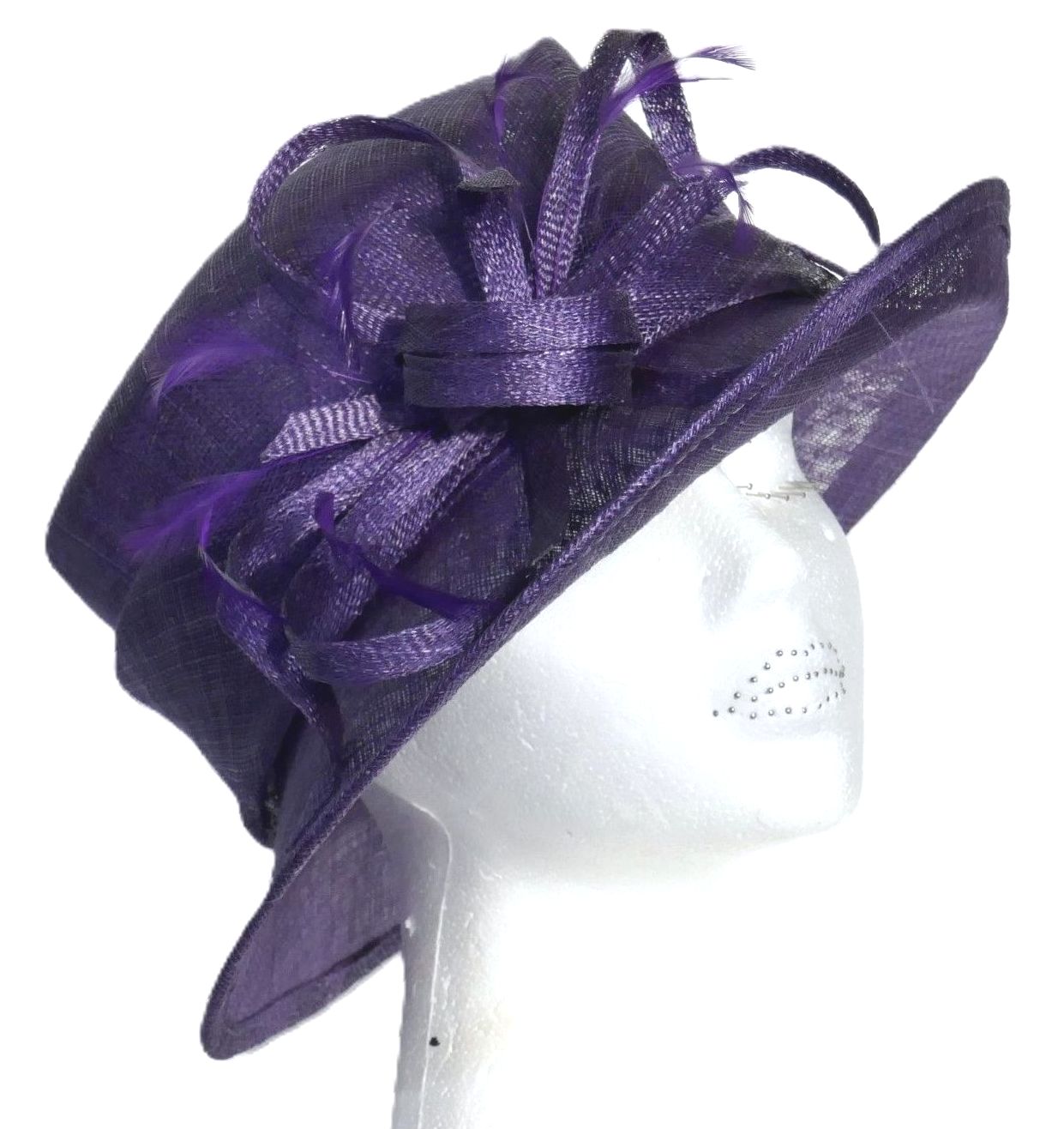 Small brim Sinamay hat AH3 in Violet