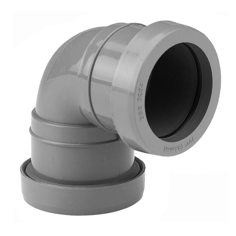 40mm Grey Push Fit Waste 90 Knuckle Bend - PDC
