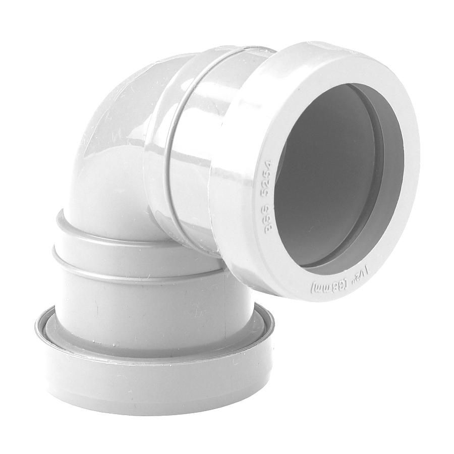 White 40mm Push Fit Waste 90 Knuckle Bend - PDC