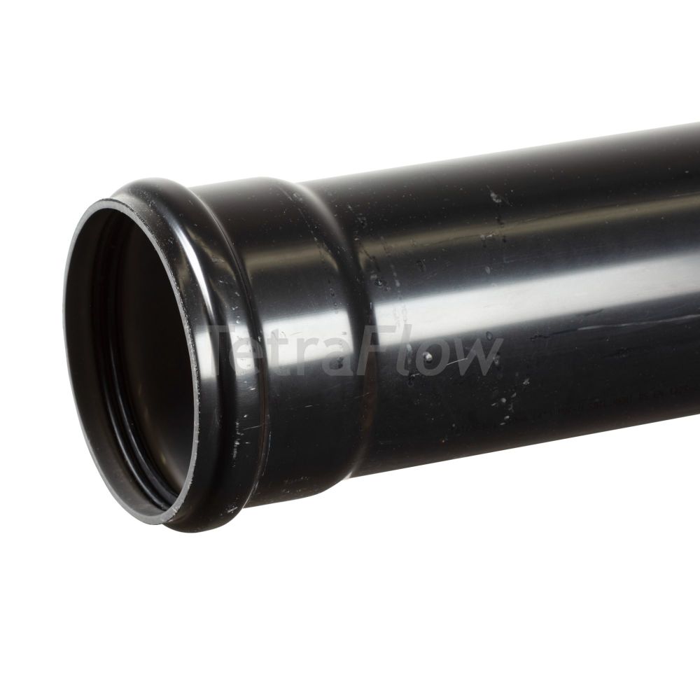 Black 110mm Push Fit Single Socket 3 Metre Pipe - PDC