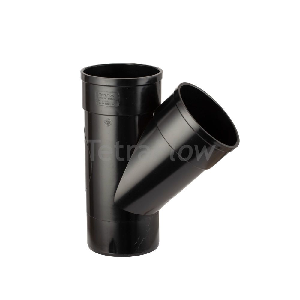 Black 110mm Solvent 135 Branch Double Socket - PDC