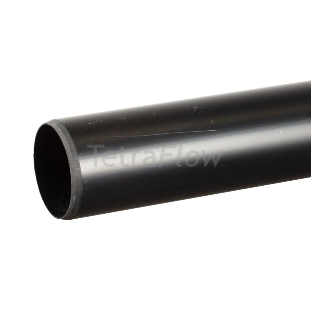 Black 110mm Solvent 3 Metre Plain End Soil Pipe - PDC