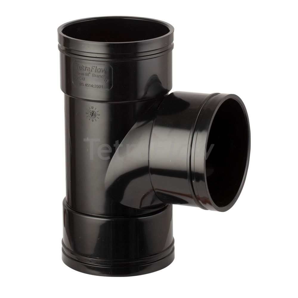 Black 110mm Solvent 92.5 Branch Triple Socket 110mm Solvent - PDC