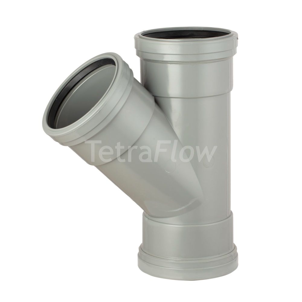 Grey 110mm Push Fit 135 Branch Triple Socket - PDC