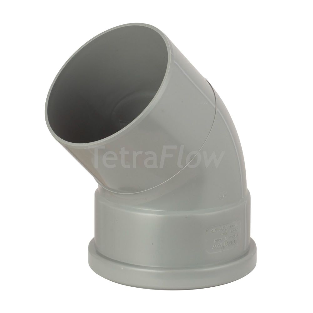 Grey 110mm Push Fit 135 Degree Double Socket Bend - PDC