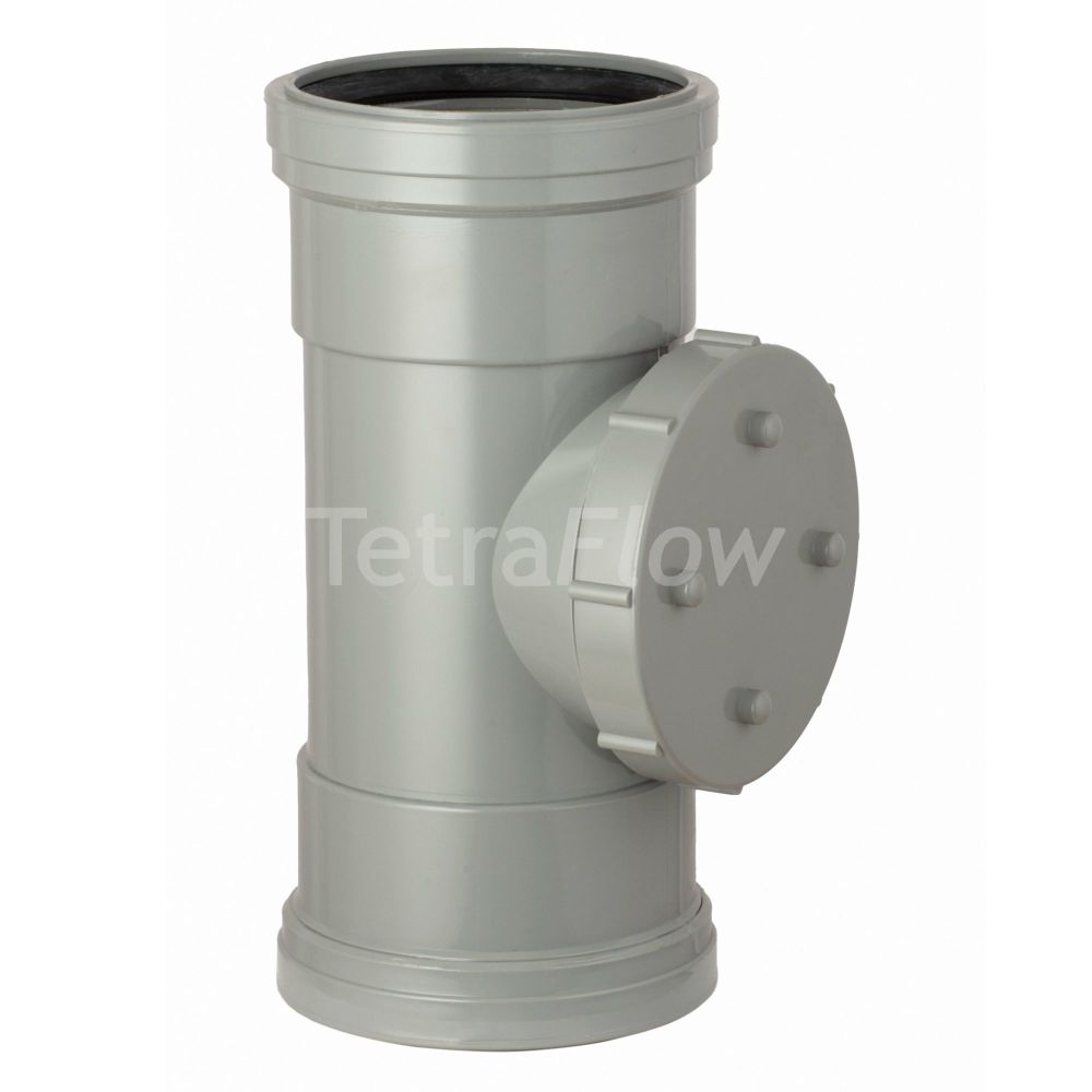 Grey 110mm Push Fit Access Pipe Single Socket Coupling - PDC