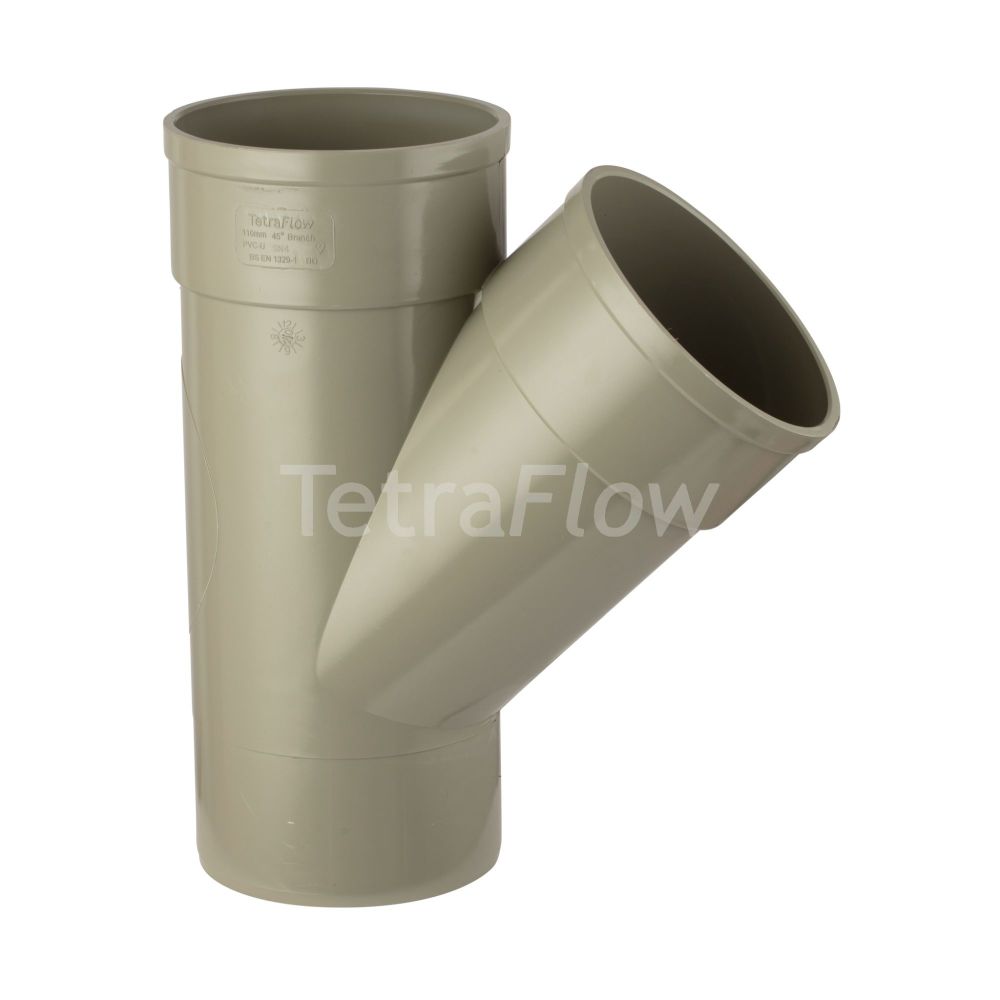 Olive Grey 110mm Solvent 135 Double Socket Branch - PDC