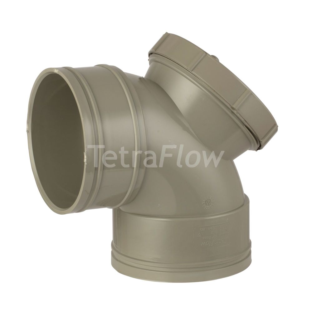 Olive Grey 110mm Solvent Access Door Bend Double Socket - PDC