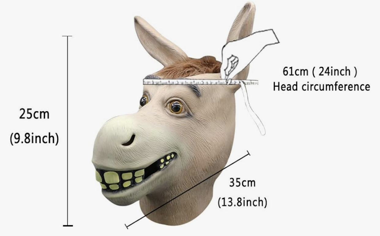 Donkey character costume & mask from Shrek - TO HIRE