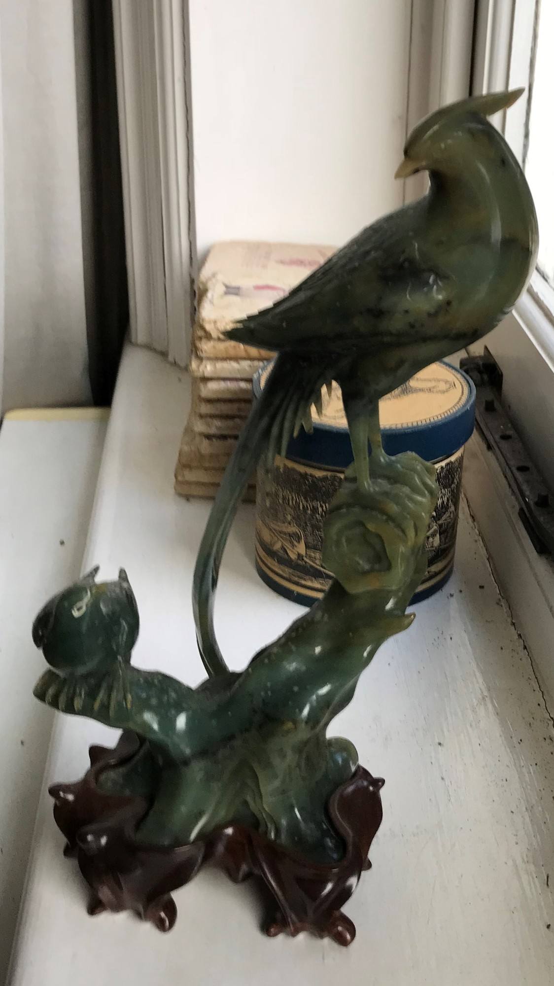 Rare Chinese Natural Hetian Jade Nephrite Carved Imperial Chinese Bird ...