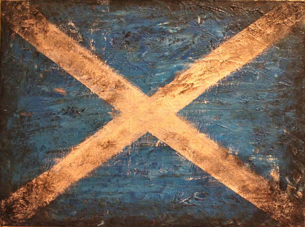 "Scotland Grunge Flag - Saltire" by Mario Mendoza
