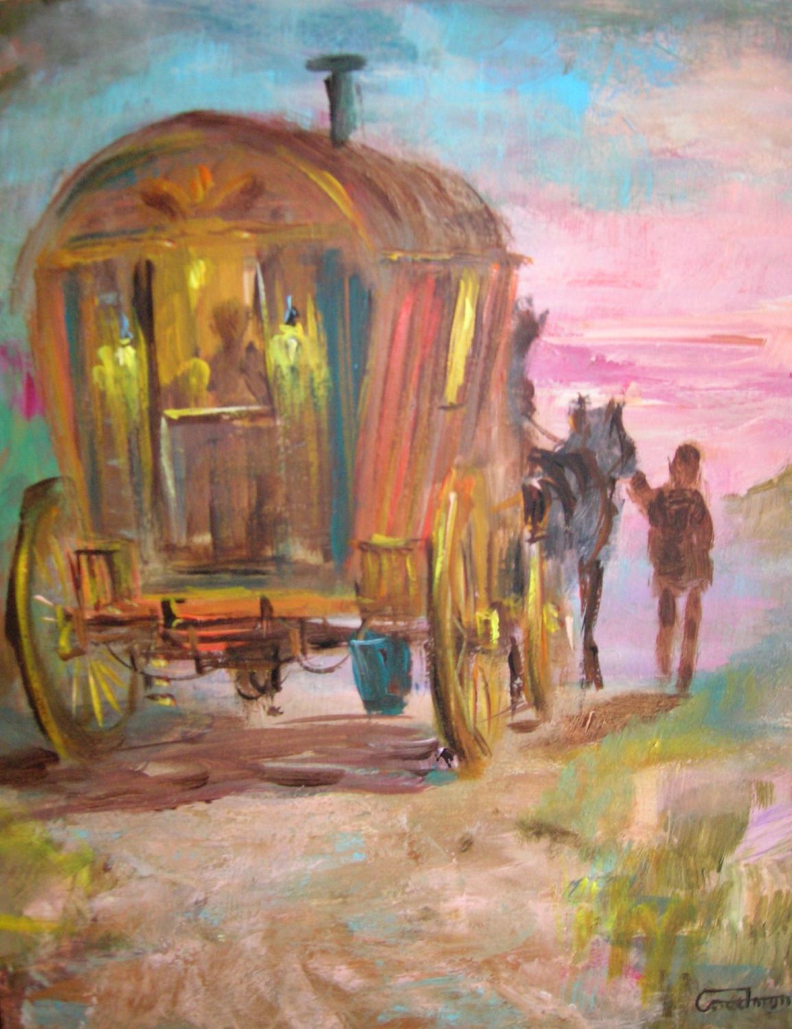 "Gypsy Caravan into the Sunset" Limited Edition Print by Leon Goodman