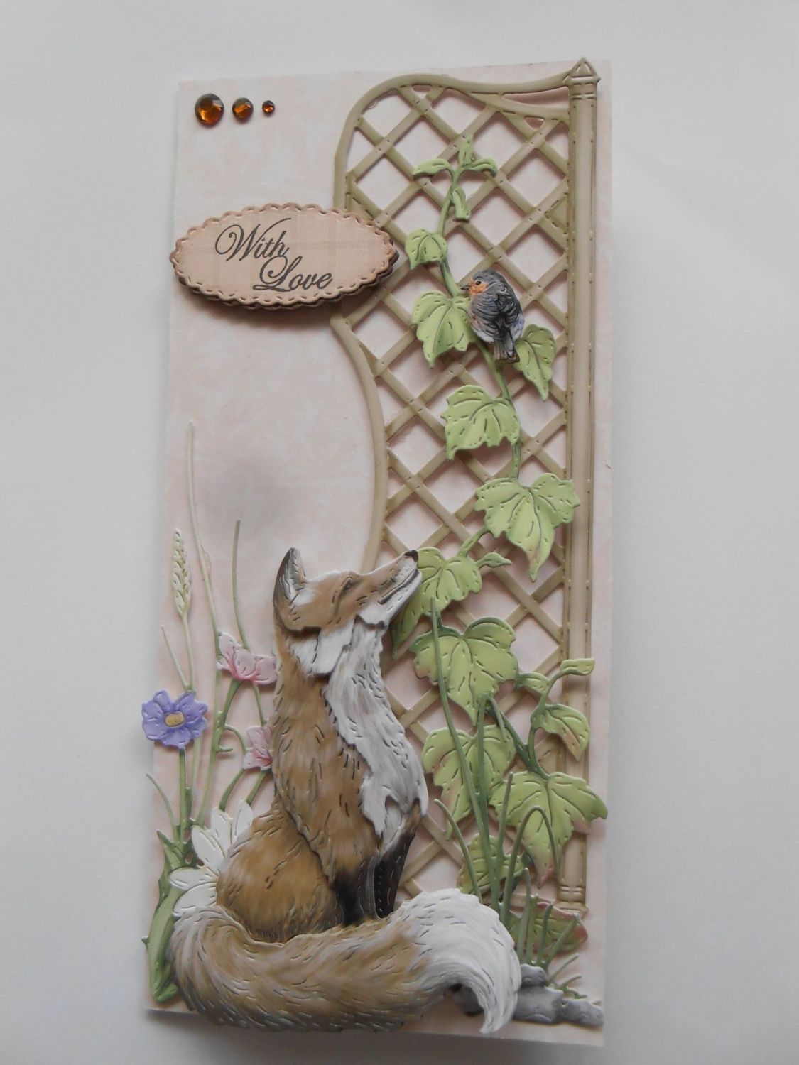 'Garden Fox' DL size Handmade Greeting Card