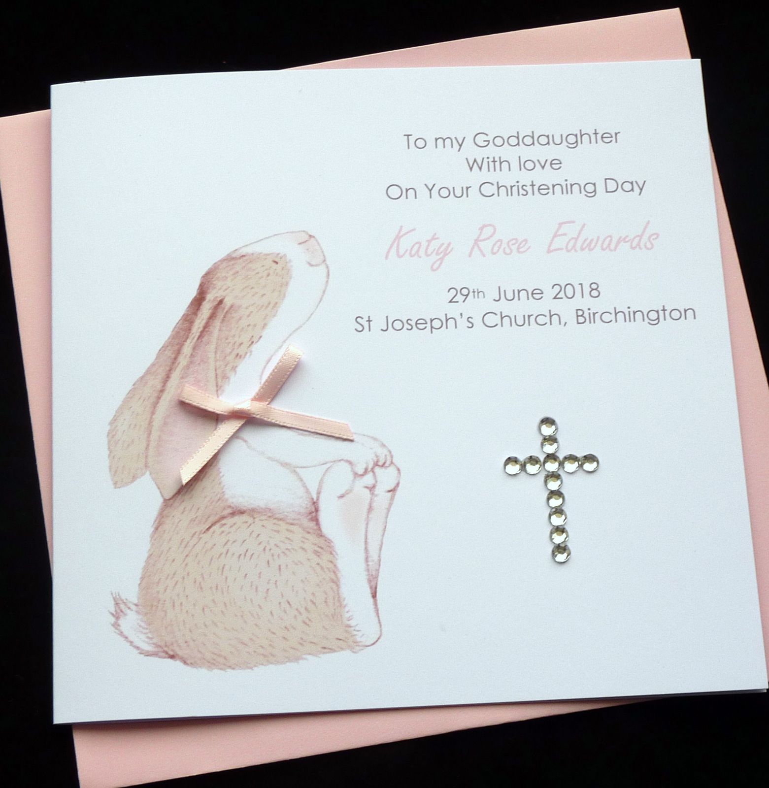 Bunny Christening Card