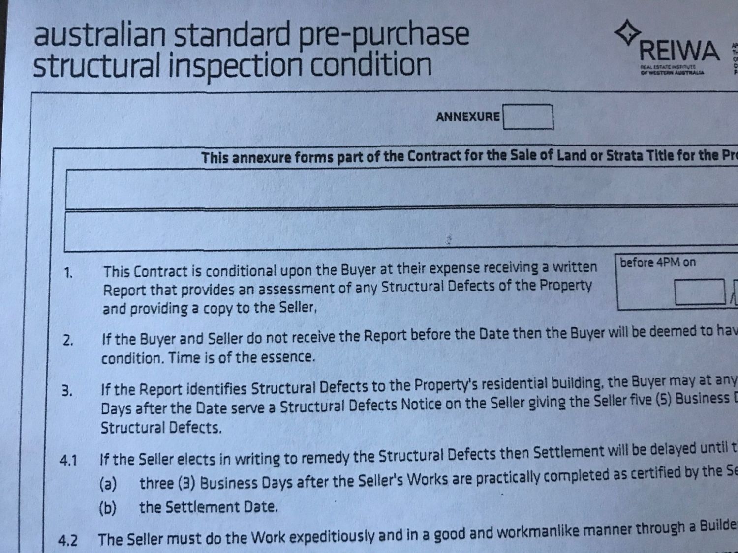 REIWA Building Inspection Annexure | Perth | Mandurah