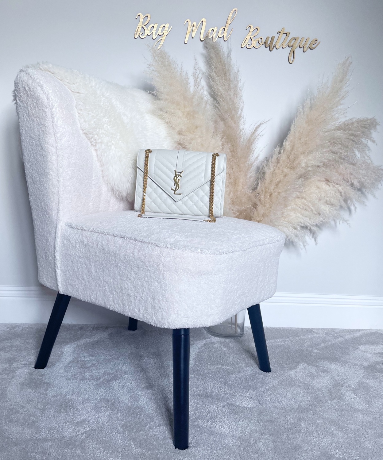 Saint Laurent YSL Off White Envelope Medium Bag