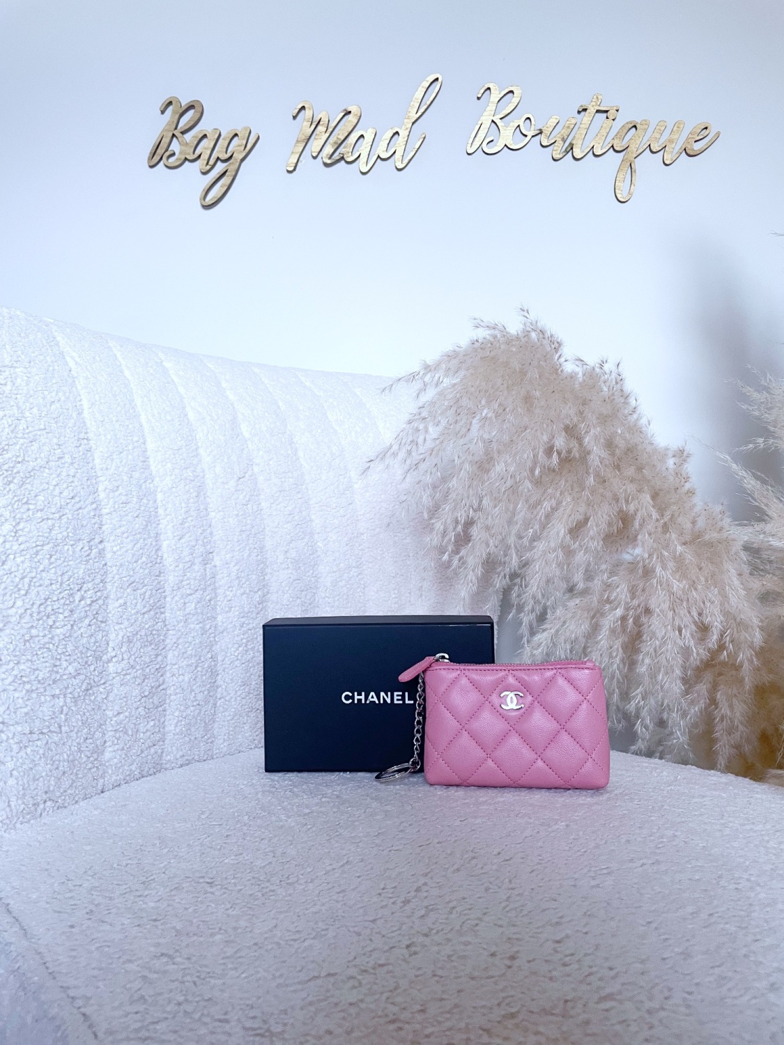 Chanel SHW Pink Lambskin Key Holder Pouch