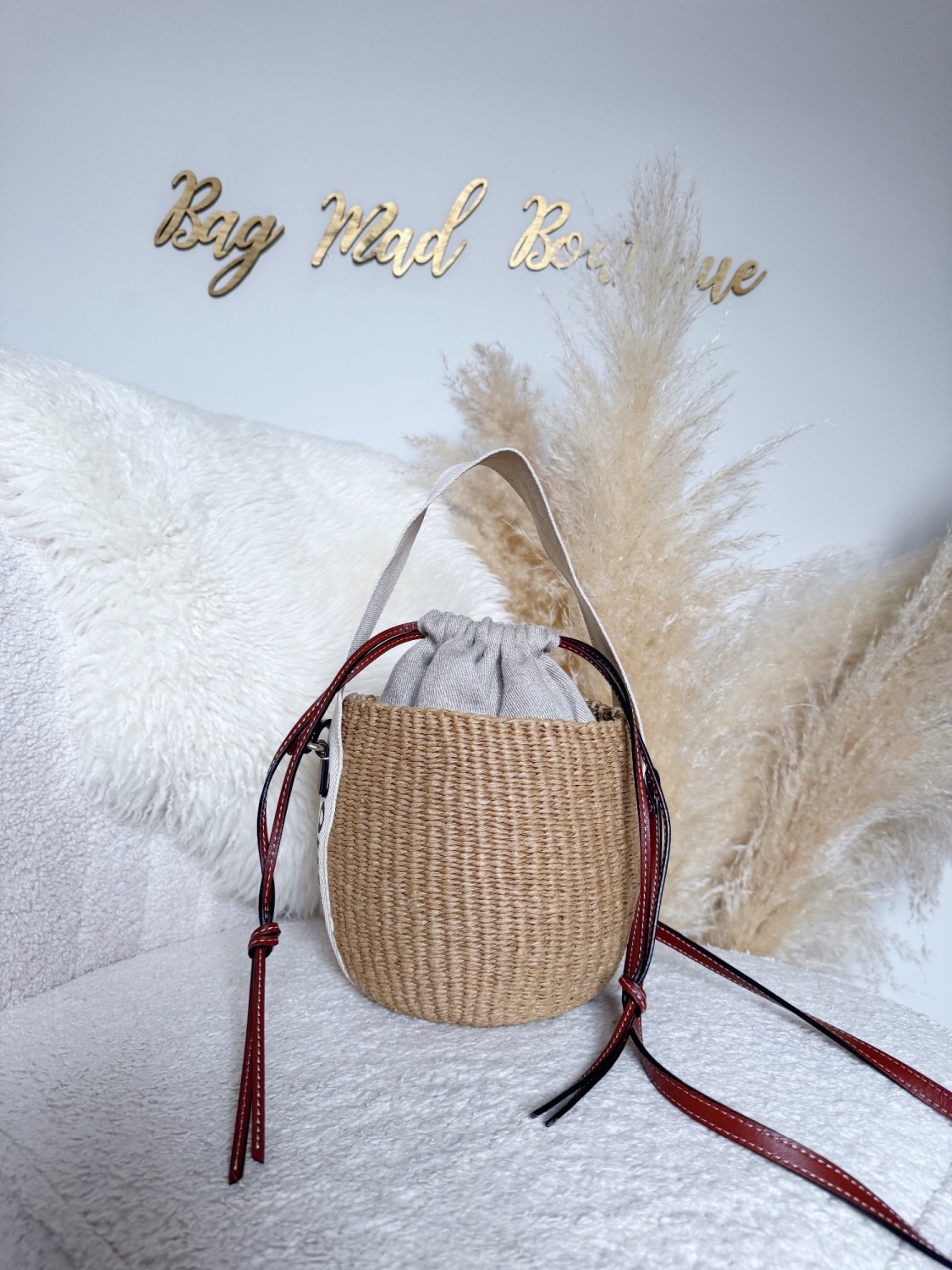 Chloe Small Raffia Basket Bag