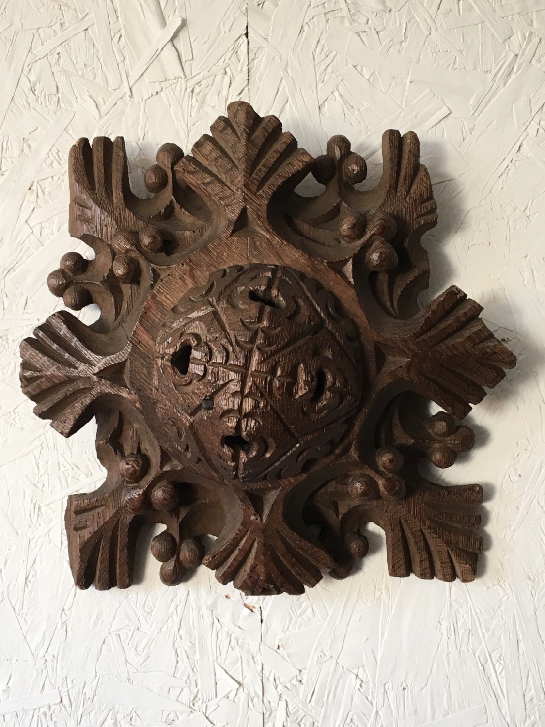 15th century carved oak church roof boss