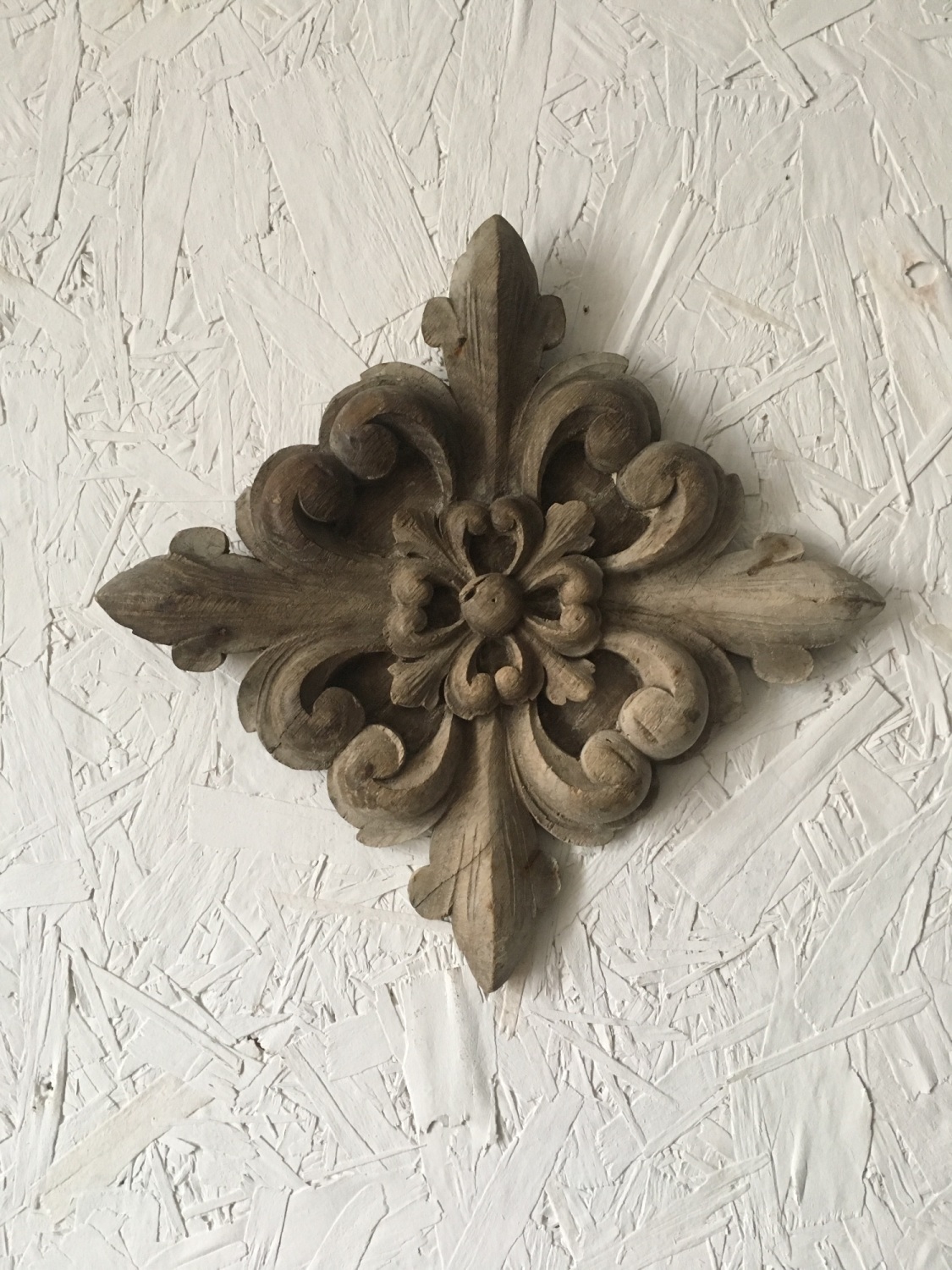 16th century carved oak fleur de lis ceiling boss.