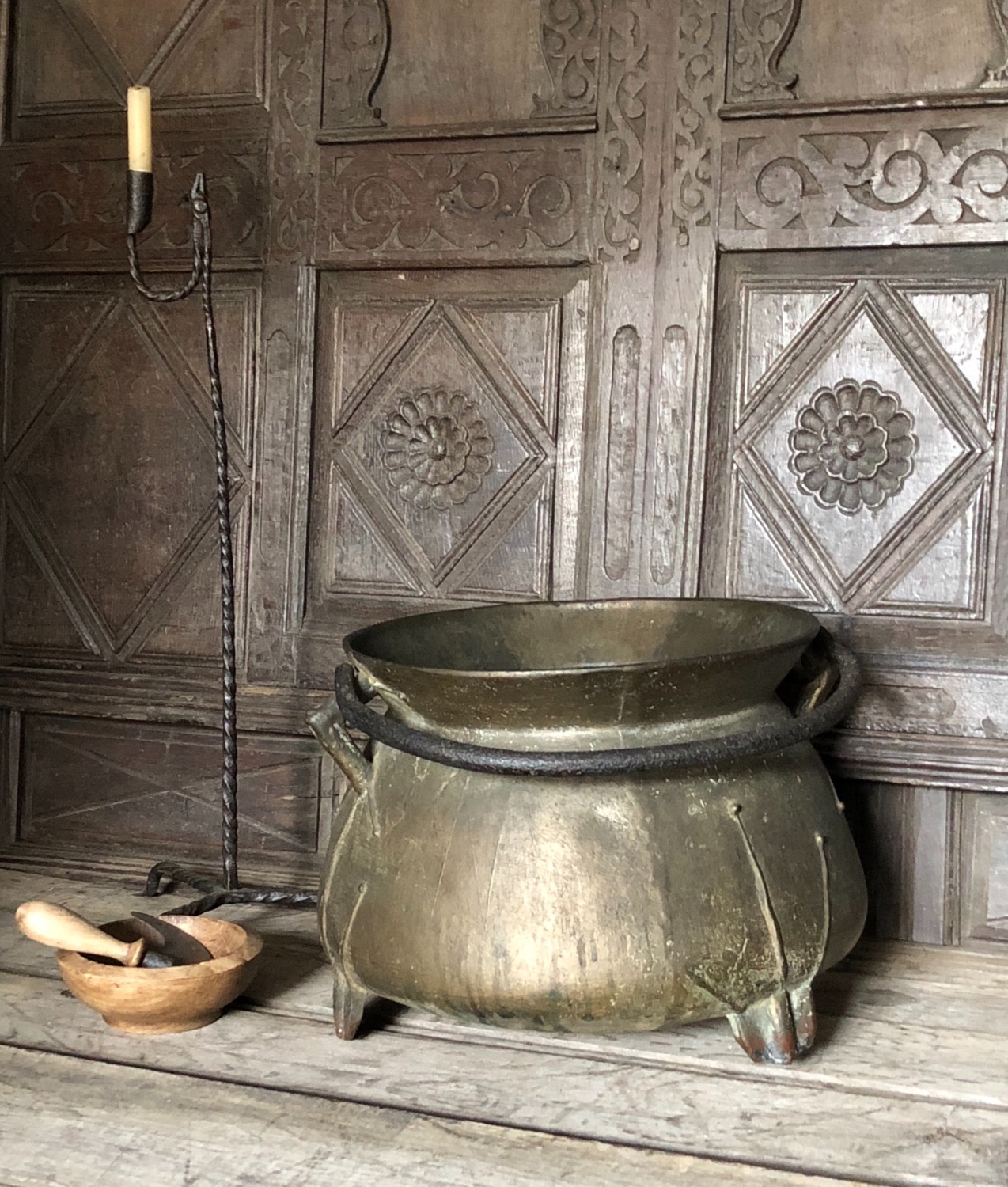 17th century bronze cauldron.