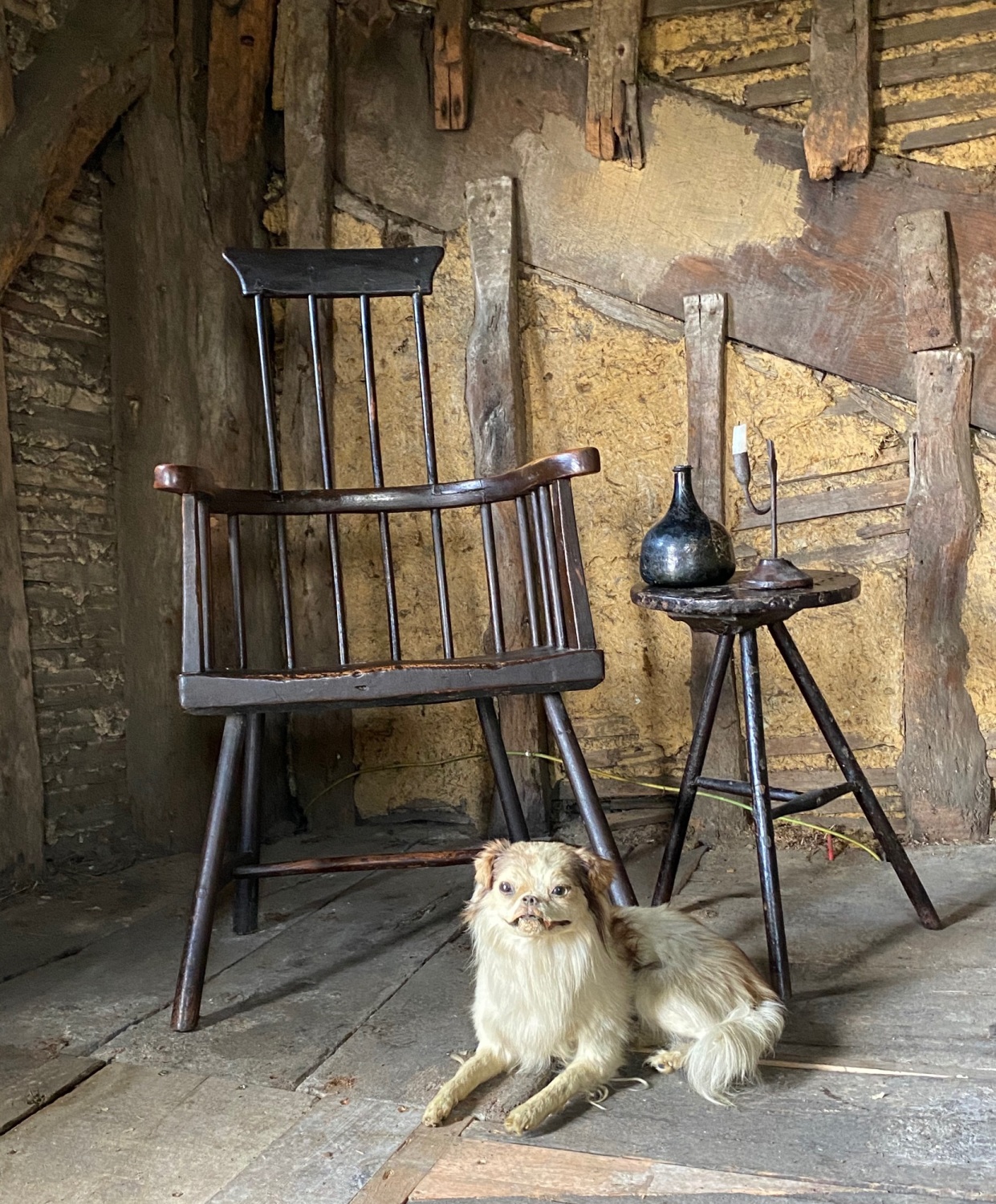 18th century welsh primitive stick back chair.