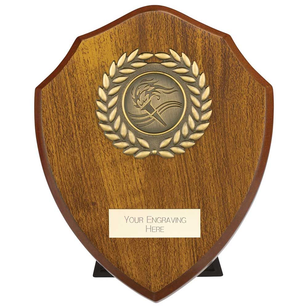 Piano finish black wooden shield trophy award