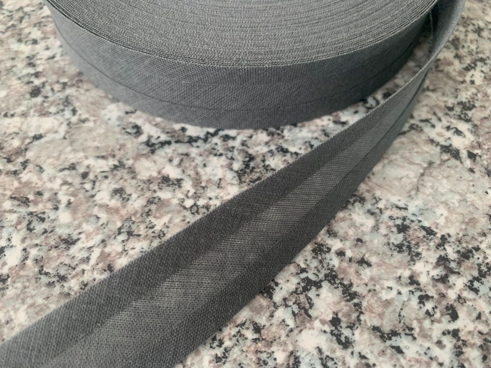 mid grey bias binding 1” folded fabric trimming tape 100% cotton