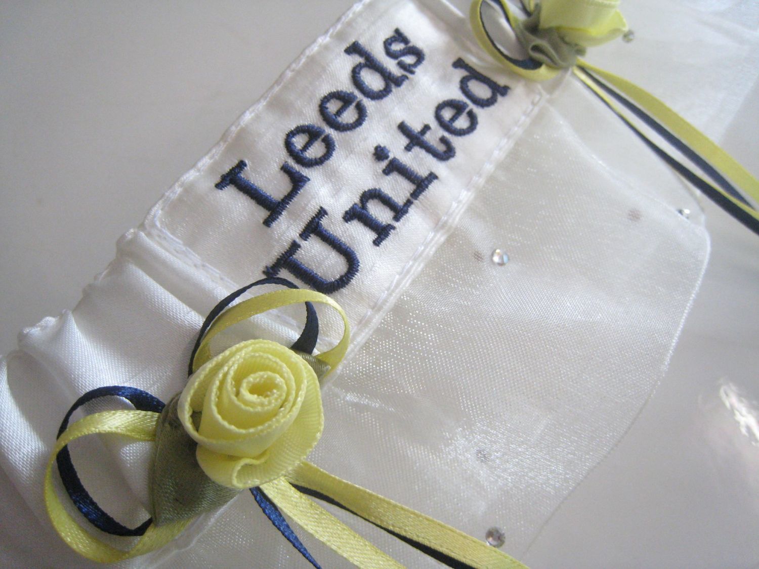 Leeds United Wedding Garter | FC Garters | Made By Debbie Howe UK