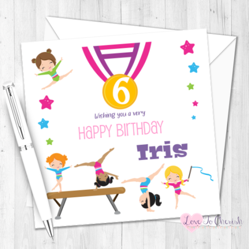 Gymnastics Personalised Birthday Card | Love To Cherish