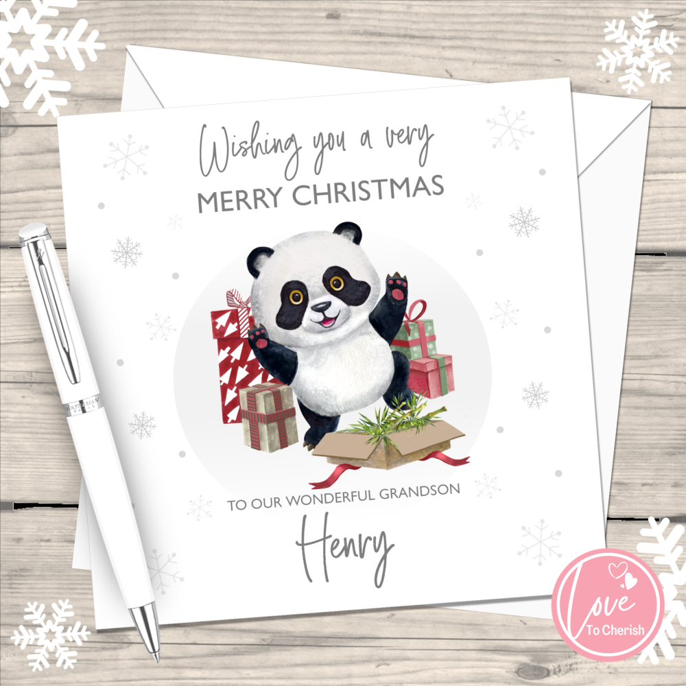 Panda Personalised Christmas Card
