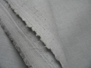 'La Couture' handwritten script in red pure linen on natural (WIDE)