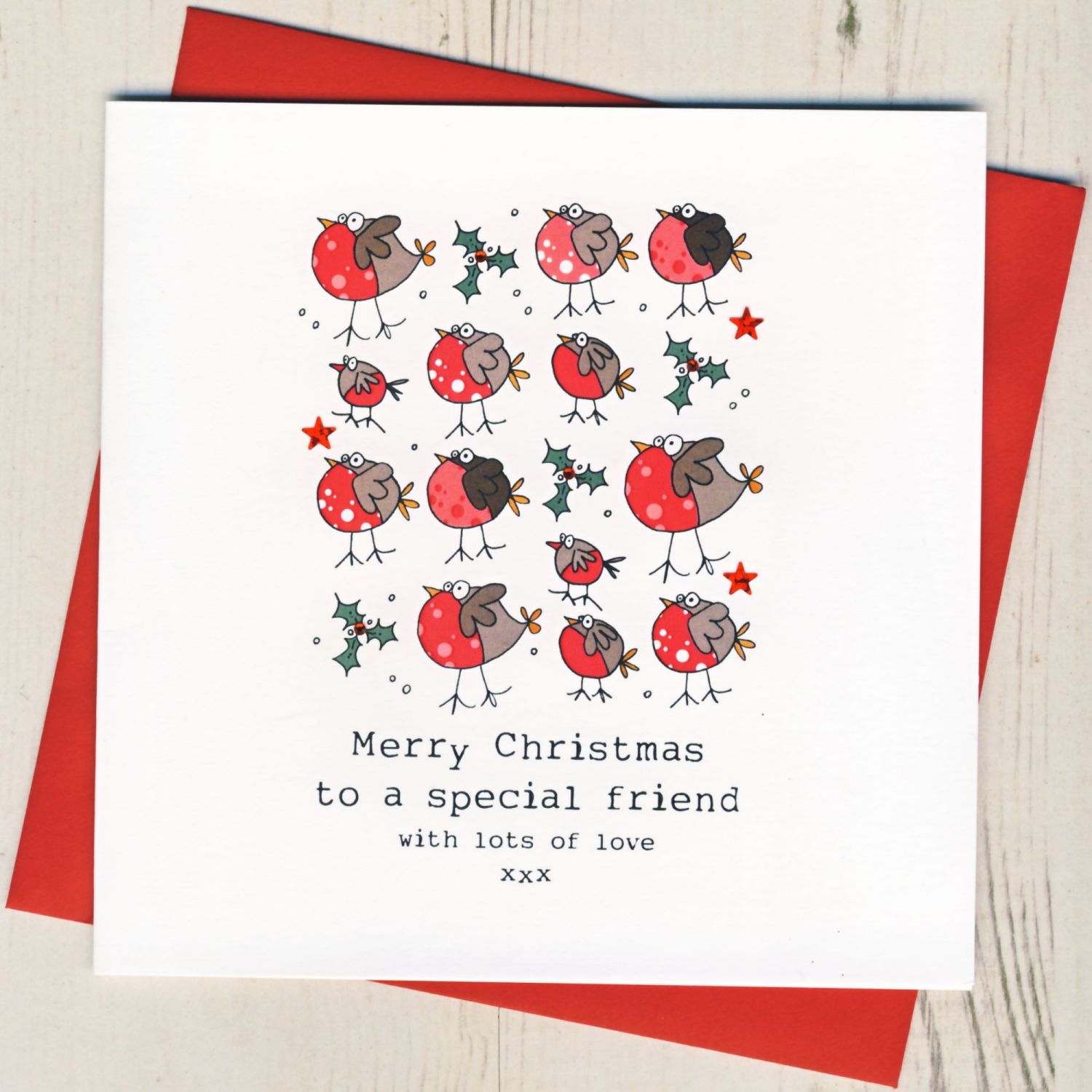 Handmade sparkling friend Christmas card