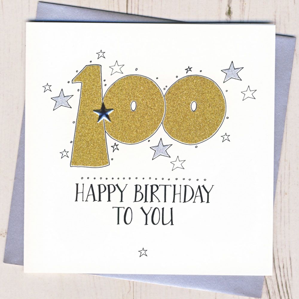Handmade Sparkling 100th Birthday Card Handmade Sparkling 100th Birthday Card