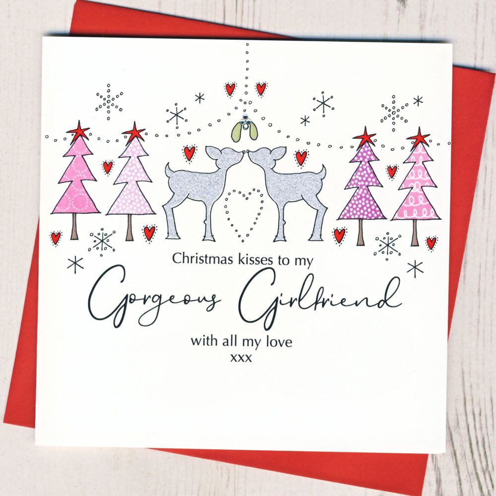 Handmade Sparkling Girlfriend Christmas Card Handmade Sparkling Girlfriend Christmas Card