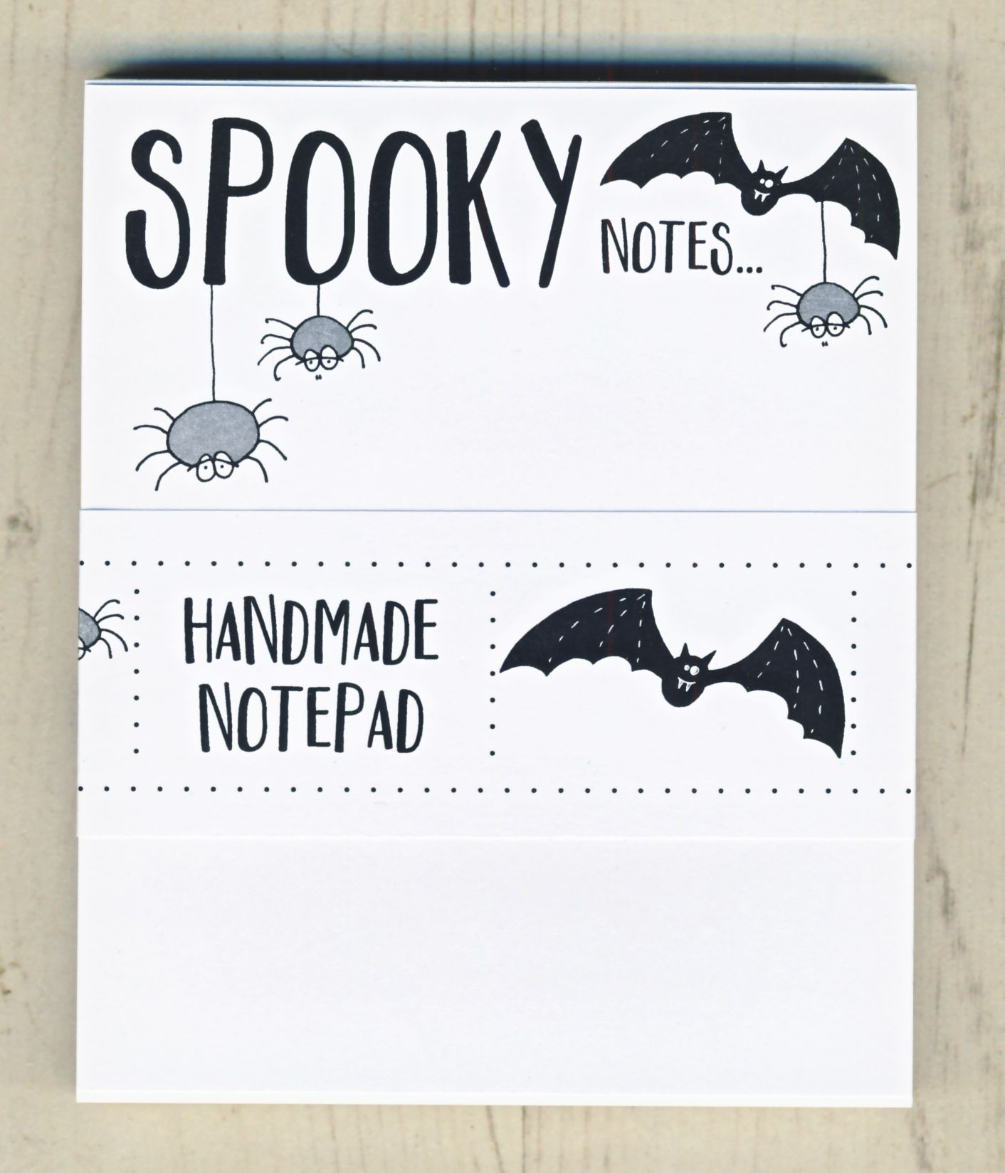 handmade spooky bat notepad