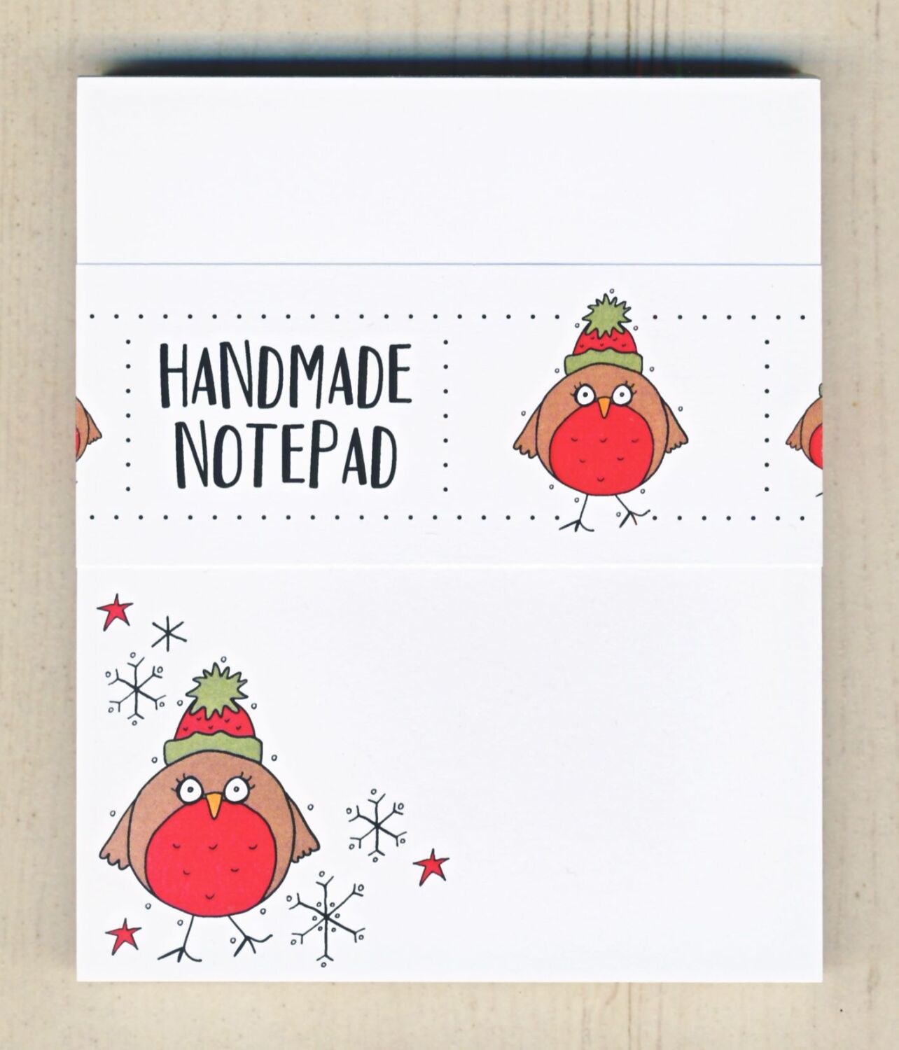 handmade christmas robin notepad