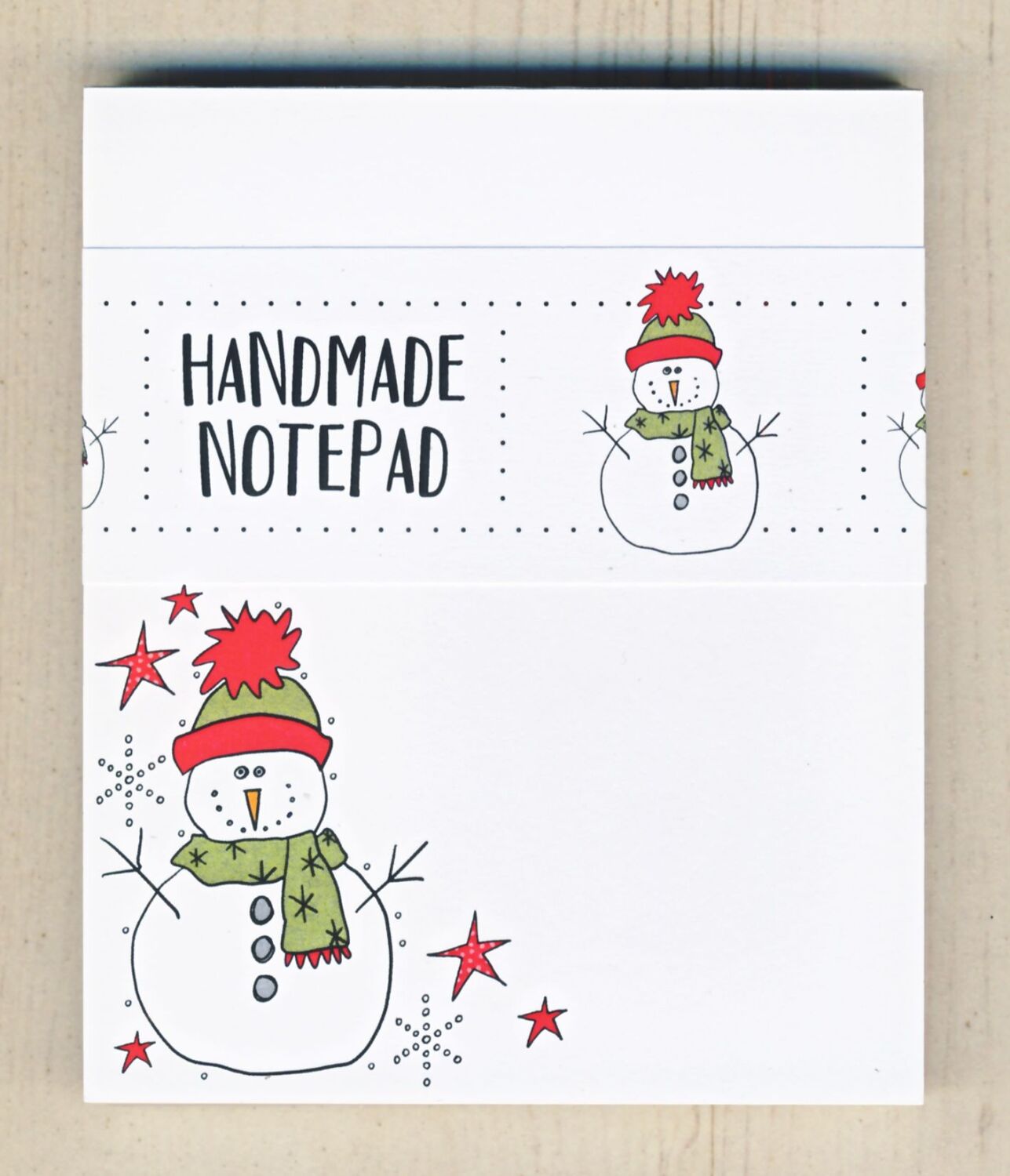 handmade christmas snowman notepad
