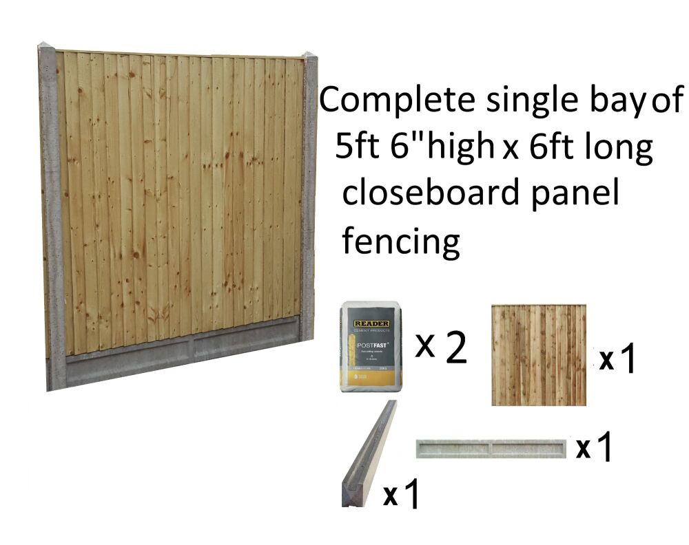 FBK5FT6- 5ft 6" High Premium Range Closeboard Fence Bay Kit-Max. fence ...
