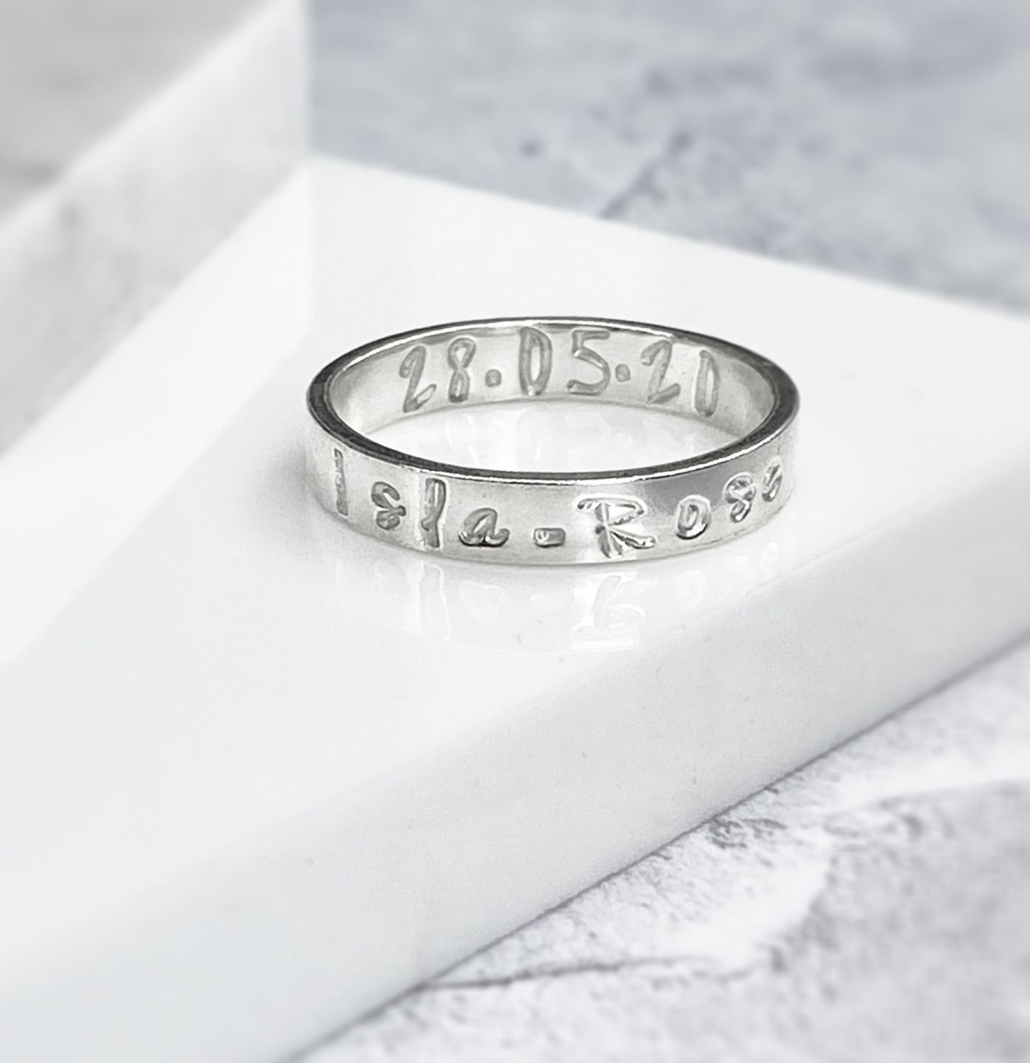 Sterling Silver Personalised Ring | Hand Stamped | Kim Ryan Jewellery UK