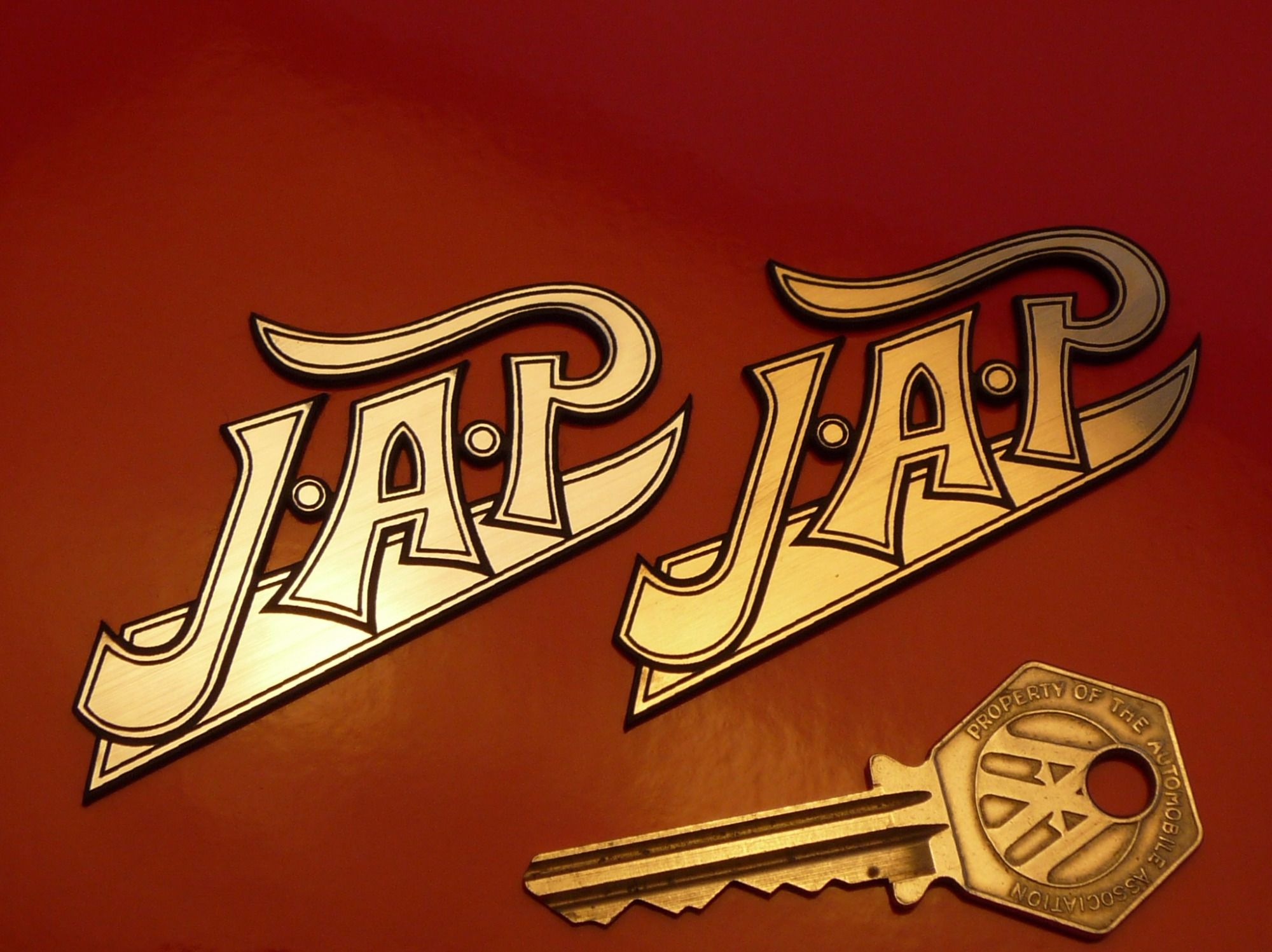 Jawa Double Circle Oval Stickers - Black & Gold - 4" Pair